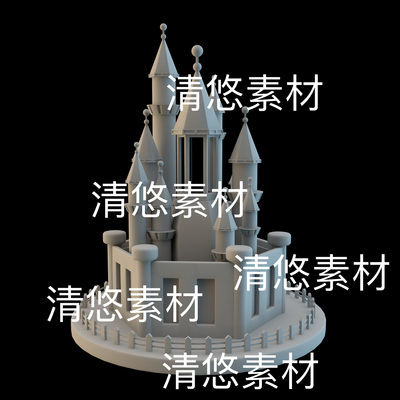 3dmax c4d fbx obj格式欧式卡通建筑城堡建筑文件 非实物B927