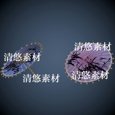 中国风古代紫色油纸伞c4d fbx obj格式雨伞模型文件 非实物A491