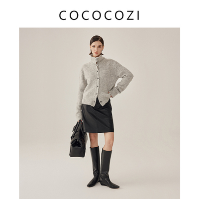 COCOCOZI秋冬短款皮质休闲一步女士半身短裙243CO075Q