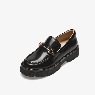 73hours女鞋松弛底气026春季方跟圆头纯色乐福鞋