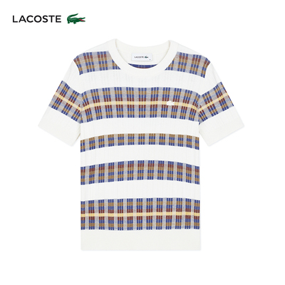 LACOSTE法国鳄鱼女装25秋季新款短袖圆领条纹针织衫|AF7961