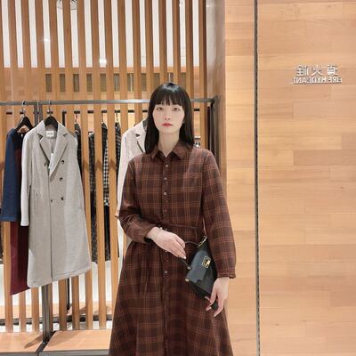 FEIZI菲姿秋女士时尚气质含羊毛连衣裙F2W460