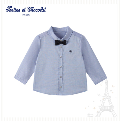 tartineetchocolat法国巧克力童装男童领结长袖衬衫CIYCF4916A