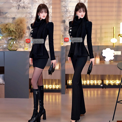 VJE秋冬季女装设计感围脖上衣2025新款通勤修身收腰OL风短外套