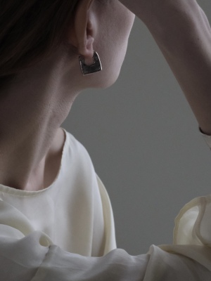 ABOAB极简925银镀金肌理耳饰原创