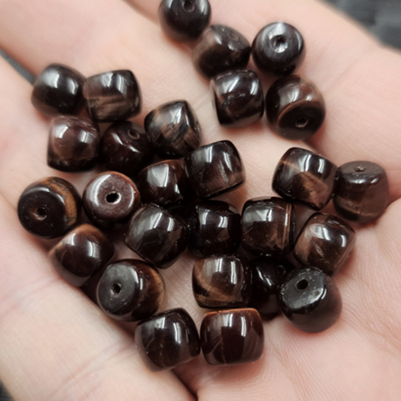 红虎睛石老型珠玉石散珠虎眼石路路通桶珠diy手链项链饰品配件珠