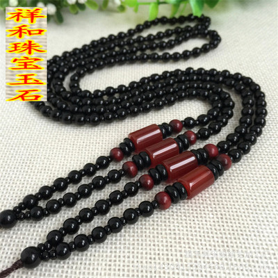 高档红玛瑙项链绳子 毛衣链吊坠绳 工编织挂绳玛瑙路路通珠链