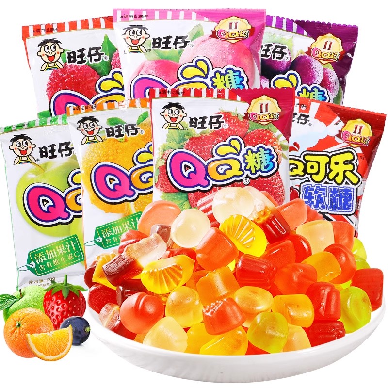 旺旺旺仔QQ糖20g*5包 水果汁软糖橡皮糖 儿童休闲糖果零食品小吃_虎窝淘