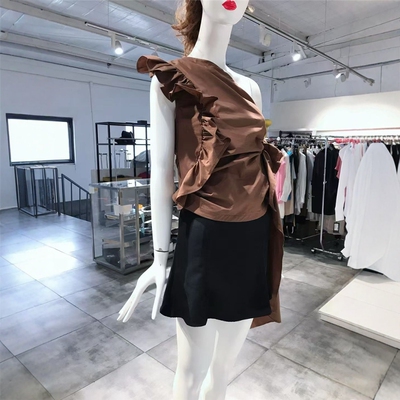 S-M穿 ROSE A POIS 优雅荷叶边修身女装衬衫 455