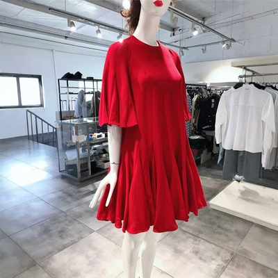 S-小M穿 VA GA 红色简约风圆领女装连衣裙 2180