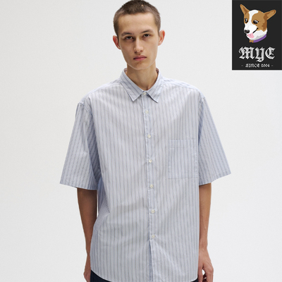 SOPHNET. STRIPE RELAX FIT S/S SHIRT 蓝灰双色短袖衬衫 25SS