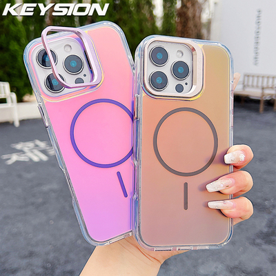 适用iPhone 16 Pro Max炫彩手机壳苹果16透明渐变色创意设计保护套16Pro镜头支架磁吸16Plus男女款16E保护壳