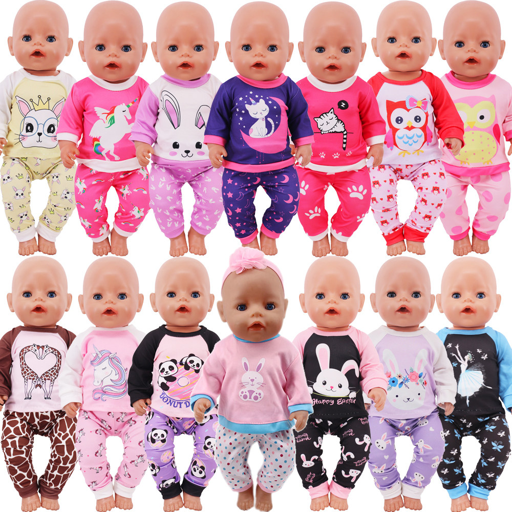 2 Pcs/Set Kawaii Animal Pajamas Suit For 43 Cm Born Baby Reb_虎窝淘