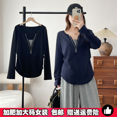 掐腰巨显瘦长袖打底衫女大码内搭