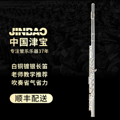 津宝长笛JBFL-5238S闭孔开孔两用键曲列式附E键C调16孔考级镀银