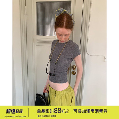 square houlest百搭简约弹力修身显瘦健身瑜伽运动T恤印花短袖女