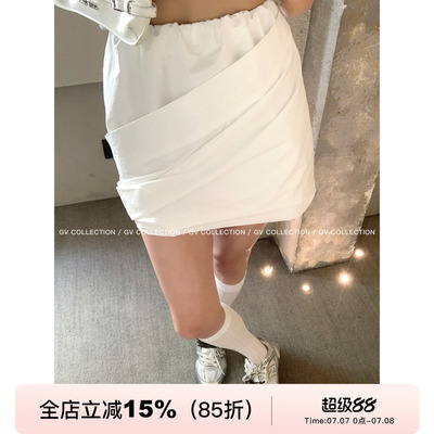 不规则褶皱直筒包臀半身裙