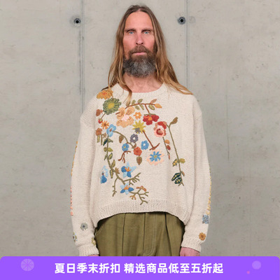 Story mfg PIPER JUMPER KNIT 男女款手工天然染色钩针织花毛衣