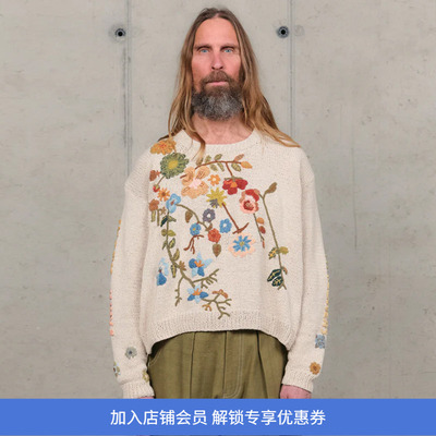 Story mfg PIPER JUMPER KNIT 男女款手工天然染色钩针织花毛衣