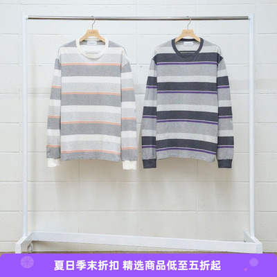 UNUSED水洗加工条纹长袖T恤