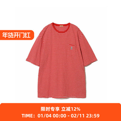 UNDERCOVER圆领短袖条纹T恤