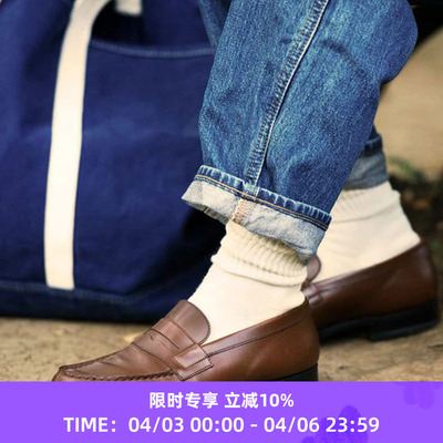 ROTOTO ORGANIC 日本奈良制美国有机棉无染色男女中帮袜子3双装