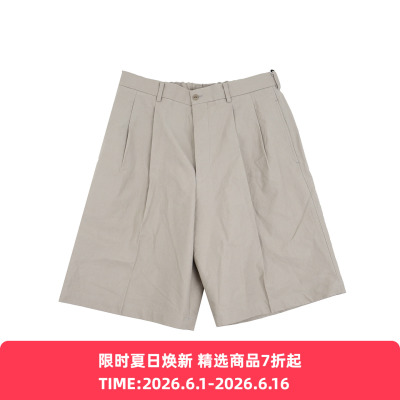 YOKO SAKAMOTO DOUBLE PLEATED SHORTS 丝棉混纺双摺宽松短裤