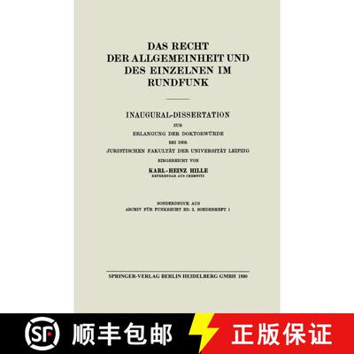 【3-4周达】Das Recht der Allgemeinheit und des Einzelnen im Rundfunk: Inaugural-Dissertation zur Erla... [9783662427460]