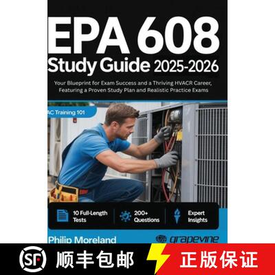 【3-4周达】精装 EPA 608 study guide 2025-2026: Your Blueprint for Exam Success and a Thriving HVACR C... [9789371234924]