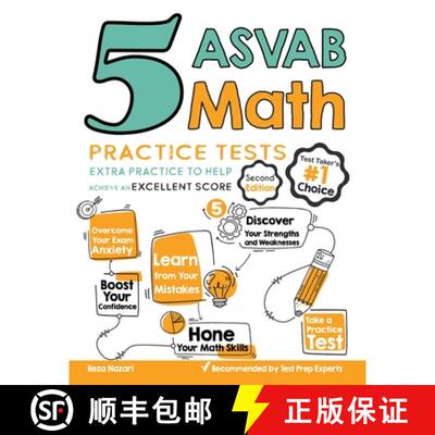 【3-4周达】5 ASVAB Math Practice Tests: Extra Practice to Help Achieve an Excellent Score [9781637190333]