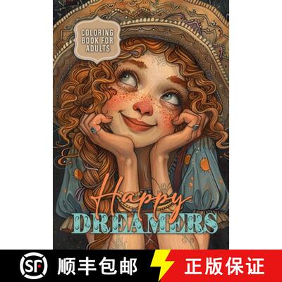 【3-4周达】Happy Dreamers Coloring Book for Adults: Portrait Coloring Book for Adults Grayscale cute ... [9783759819086]