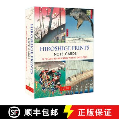 【3-4周达】Hiroshige Prints, 16 Note Cards: 16 Different Blank Cards with 17 Patterned Envelopes (Woo... [9780804854412]