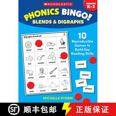 【3-4周达】Phonics Bingo: Blends & Digraphs: 10 Reproducible Games to Build Key Reading Skills [9781546106494]