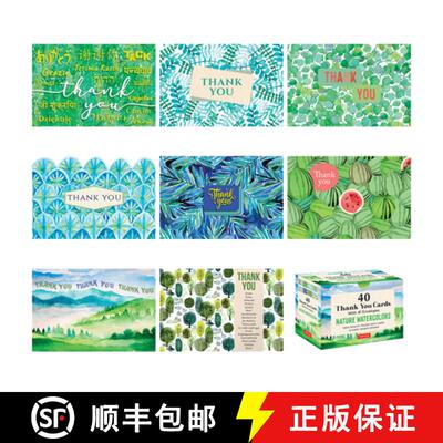 【3-4周达】Nature Watercolors 40 Thank You Cards with Envelopes: 40 Blank Cards in 8 Designs (5 Cards... [9780804854856]