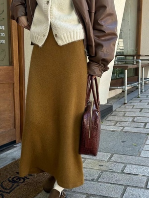 十三行acme ground浣熊绒半身裙女冬季新款韩版气质显瘦毛织长裙