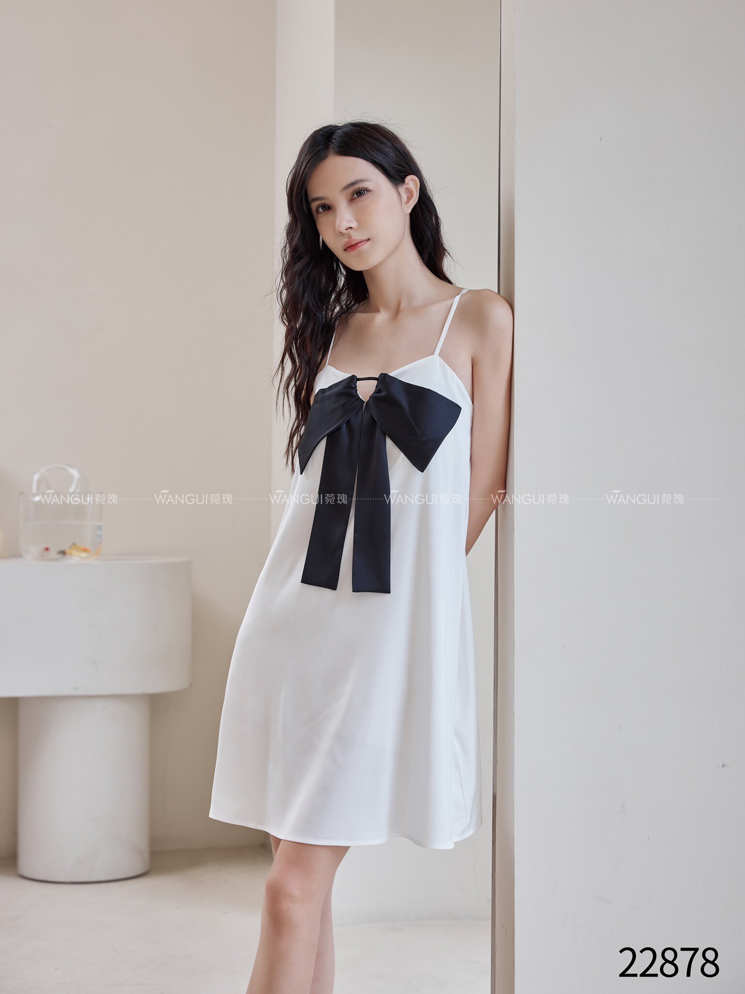 新款冰丝仿真丝睡衣家居服女夏季可爱性感蝴蝶结吊带裙