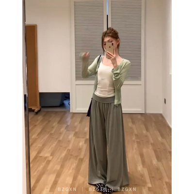灰色阔腿裤女夏薄款宽松垂感裤子
