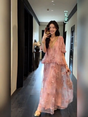 YANYAN「9折！4/9日」【夏萤】重工特种珠绣织金晕染网纱连衣裙