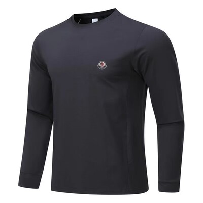 蒙口高端新款男士速干长袖T恤男秋季牌休闲百搭时尚刺绣上衣男