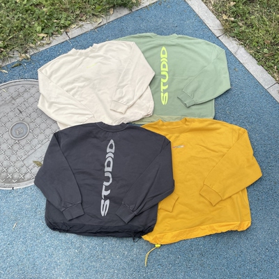 原D新款美式街头潮牌STD纯棉水洗毛圈春秋穿复古宽松滑板卫衣套头