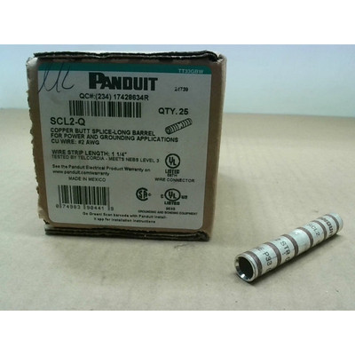 PANDUIT SCL2-Q Cobre Butt Empalmar Largo Barril (25Pk) - Nue
