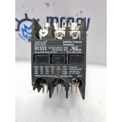 Mars 91333 Definite Purpose Contactor 208-220VAC 50Hz 208-24