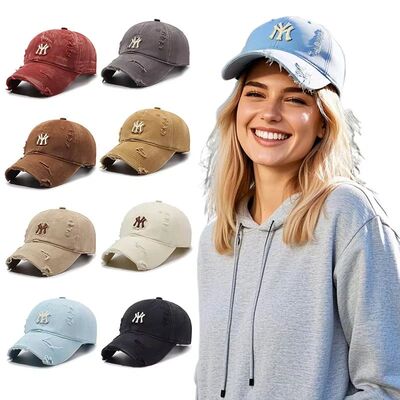 Distressed Vintage Baseball Cap for Women Trendy Embroidered