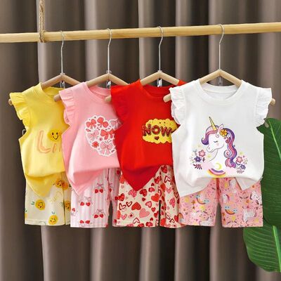 Baby Girls Clothes Sets for Kids T-shirt Tops+Short Pants Cl