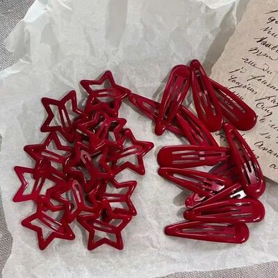 10 Pcs/Lot New Red Star Snap Clip for Girl Waterdrop Barrett
