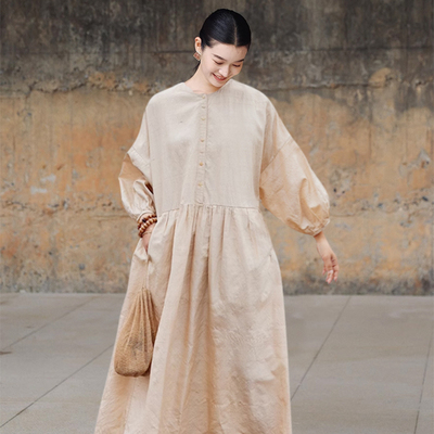 双宫柞蚕丝东方感袍子连衣裙