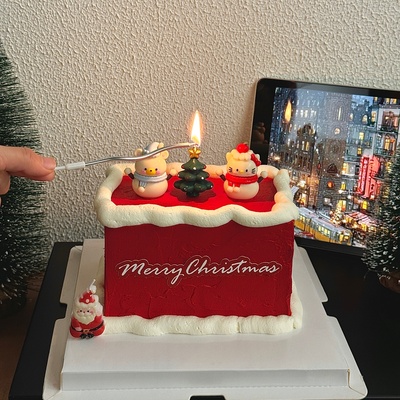 2026圣诞节hellokitty蛋糕装饰摆件圣诞kt猫小熊老人蜡烛插件配件
