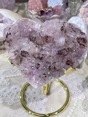 有灵性的水晶！超牛立体骨干牙钛晶爱心 9.6cm