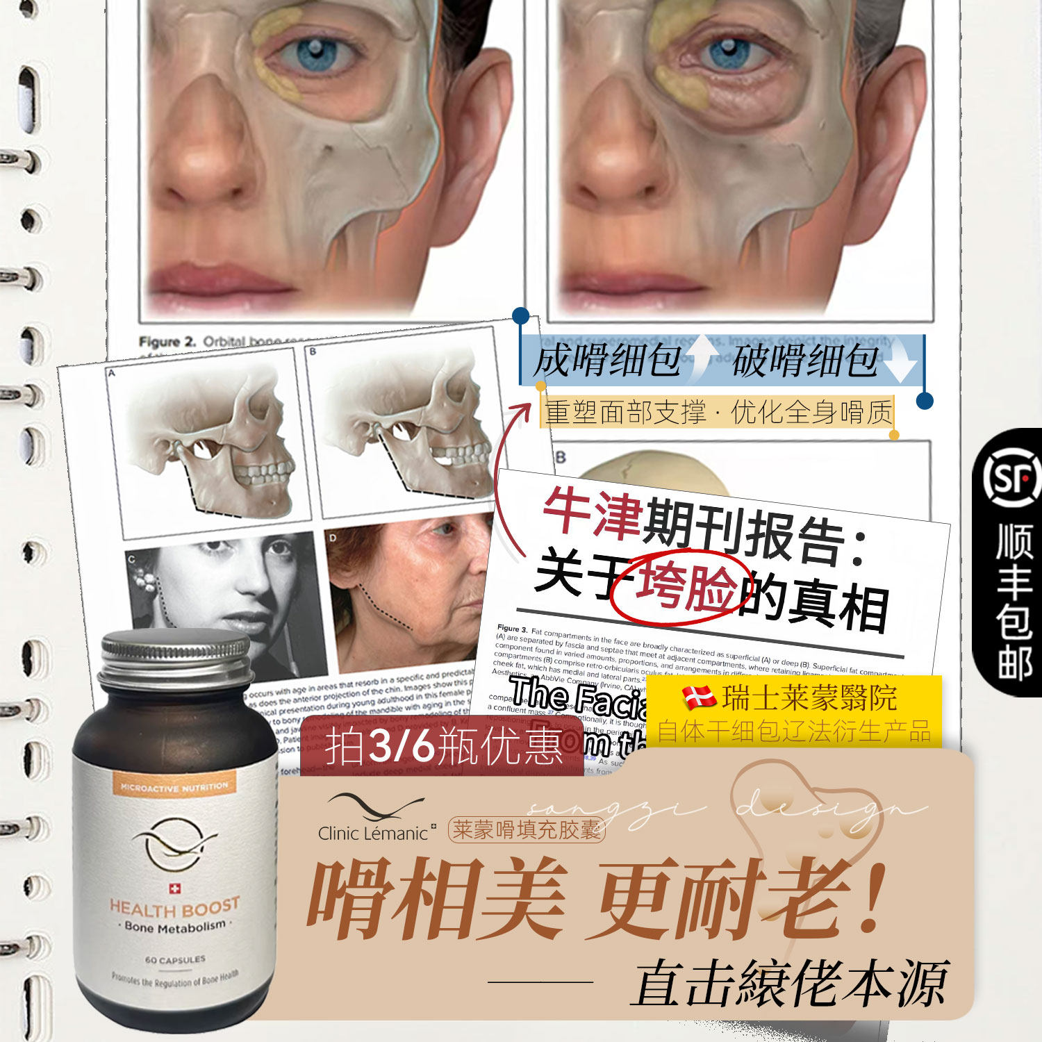 改善骨量流失!瑞士Health Boos莱蒙医院骨填充细胞平衡胶囊营养素