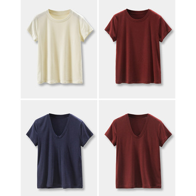 外贸高品含天丝醋纤羊毛短袖T恤